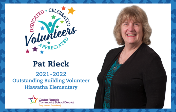Pat Rieck - 2021-22 Volunteer of the Year - Hiawatha Elementary ...
