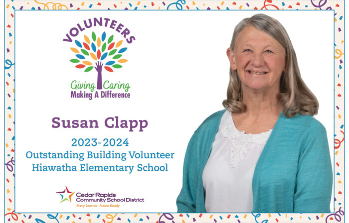 Susan Clapp - 2023-24 Hiawatha outstanding building volunteer ...